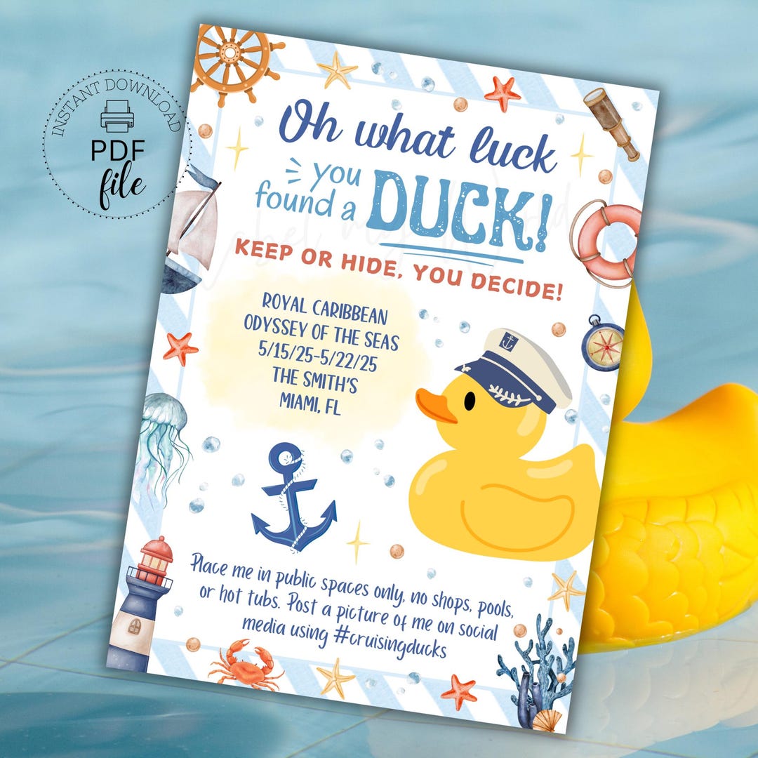 Printable Cruising Ducks Gift Tag, Oh What Luck You Found a Duck ...