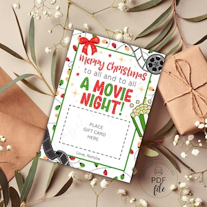 Printable Christmas Movie Theater Gift Card Holder Template, Enjoy a ...