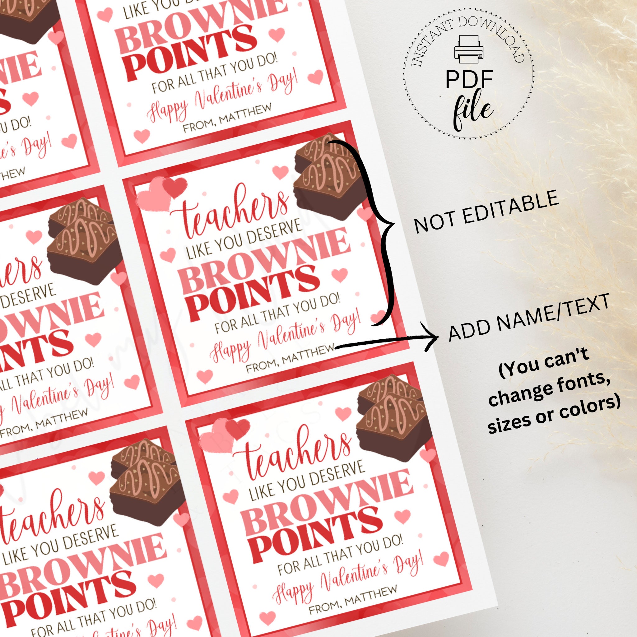 Chocolate Brownie Valentine's Day Gift Tag | Printable Teachers Like ...