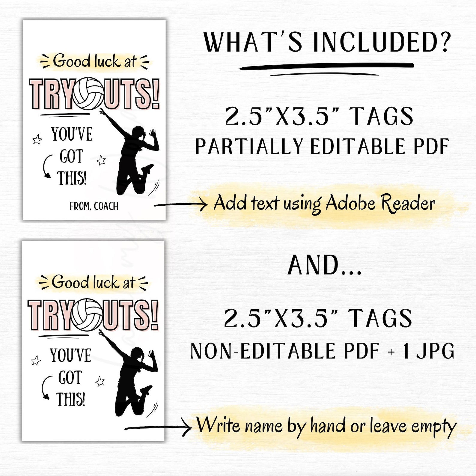 Volleyball Good Luck at Tryouts Printable Gift Tag, Personalized You've ...