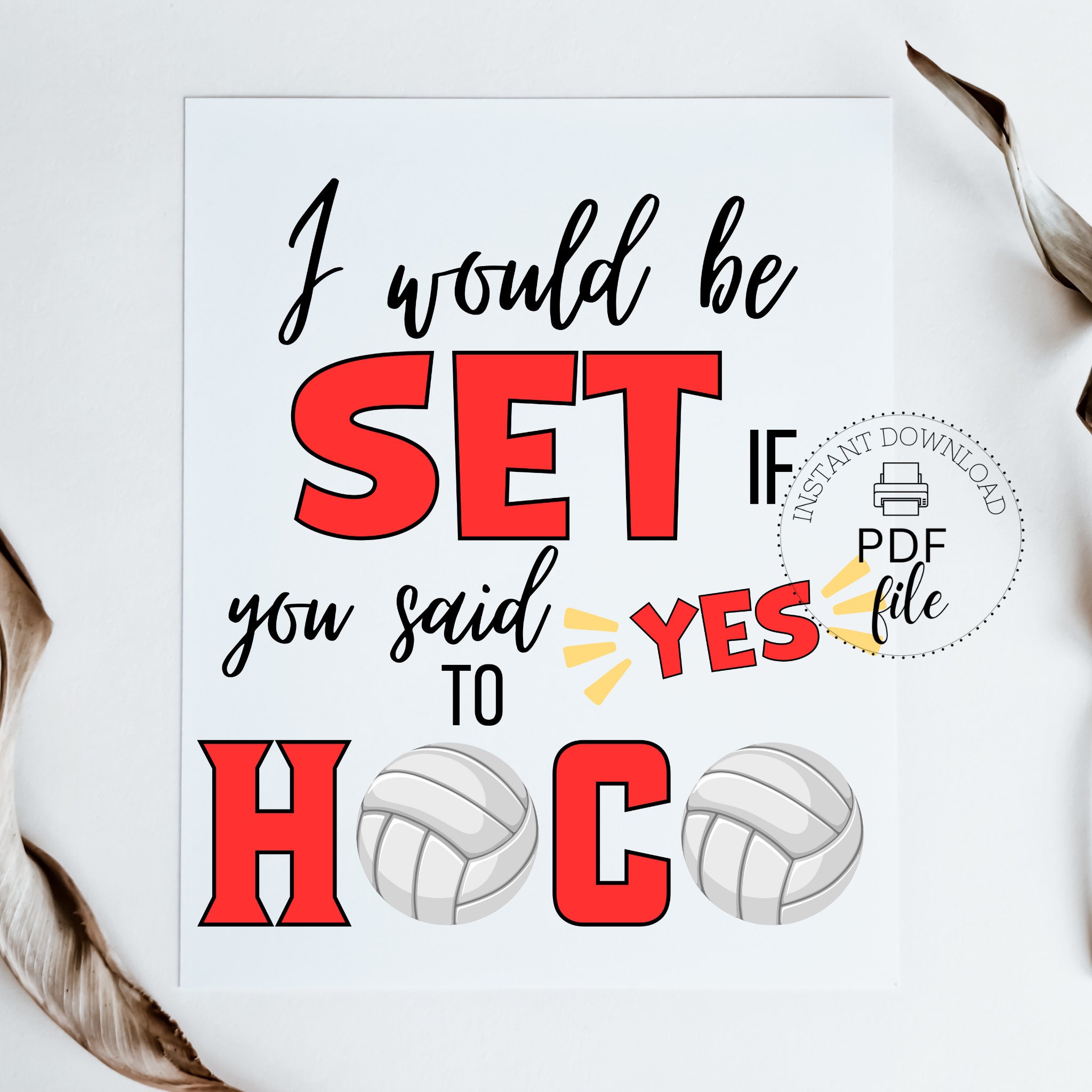 Printable Volleyball HOCO Proposal Sign I Would Be Set If You Said Yes ...