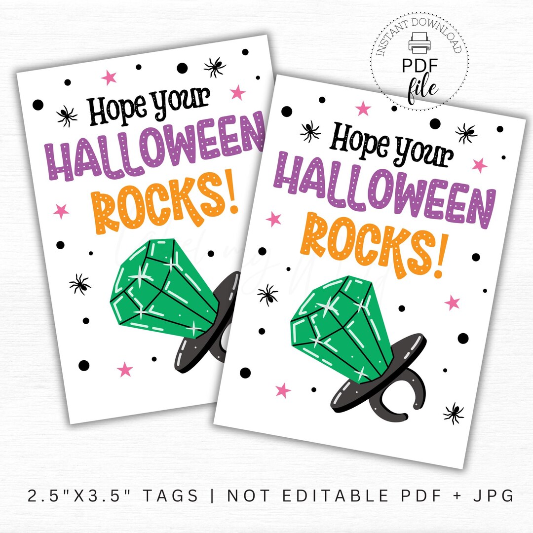 Printable Halloween Ring Pop Gift Tag, School/teacher/classroom Hope ...