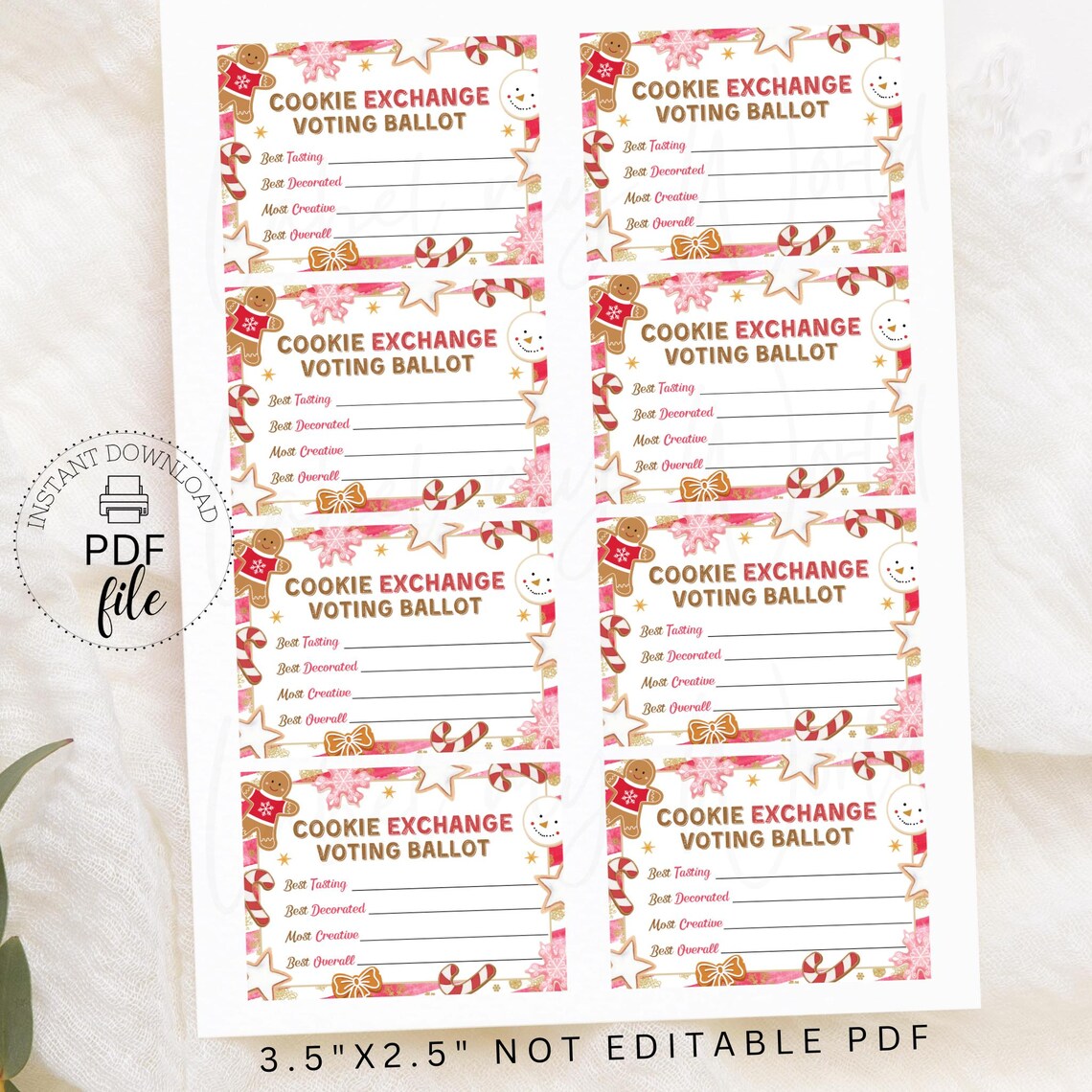 Printable Christmas Cookie Exchange Voting Ballots, Christmas Party ...