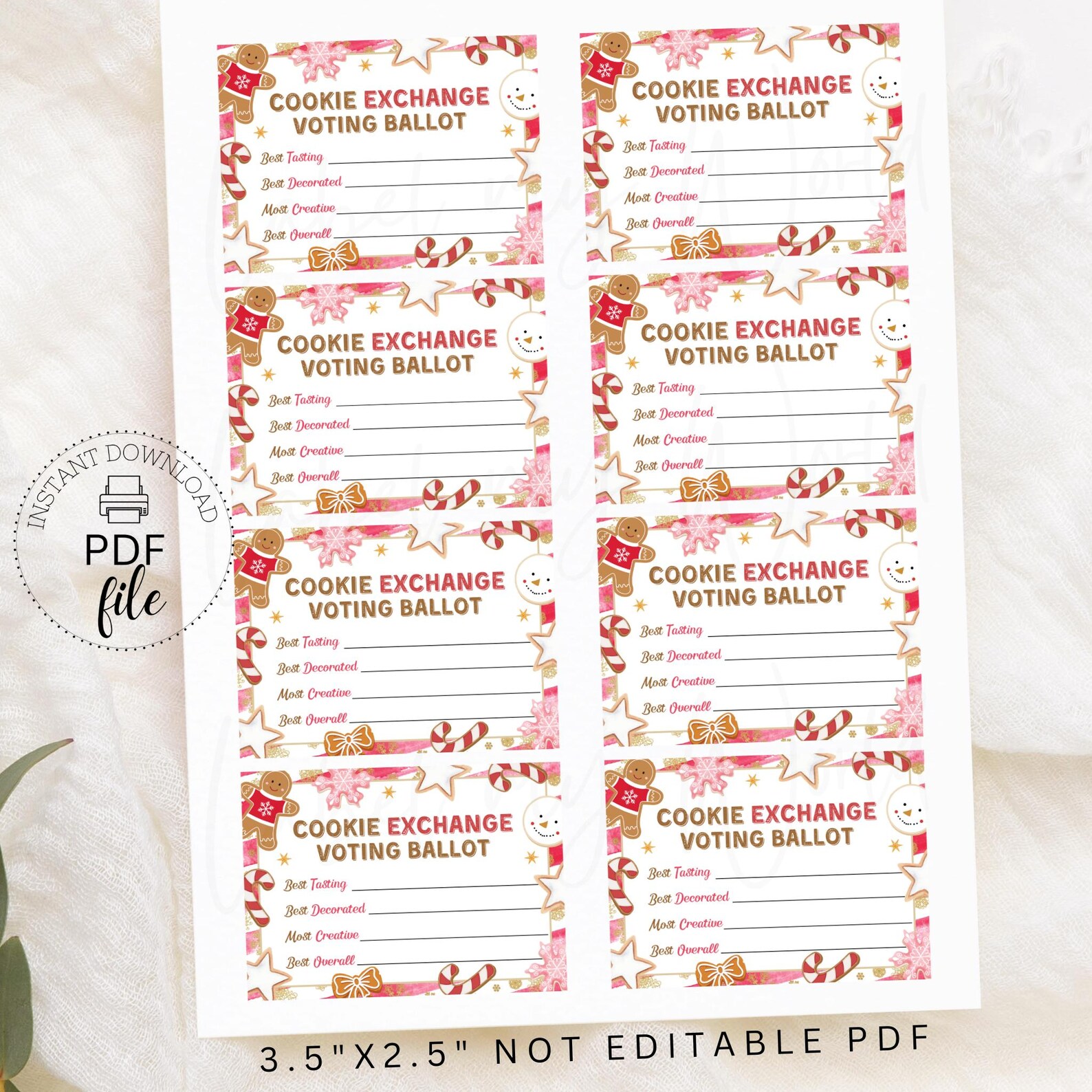 Printable Christmas Cookie Exchange Voting Ballots, Christmas Party ...
