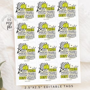 Printable/personalized Tennis Match Day Tags, Hit Them With Your Best ...