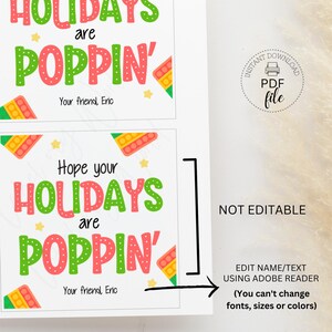 Printable Christmas Party Favor Tag, Hope Your Holidays Are Poppin' Tag ...
