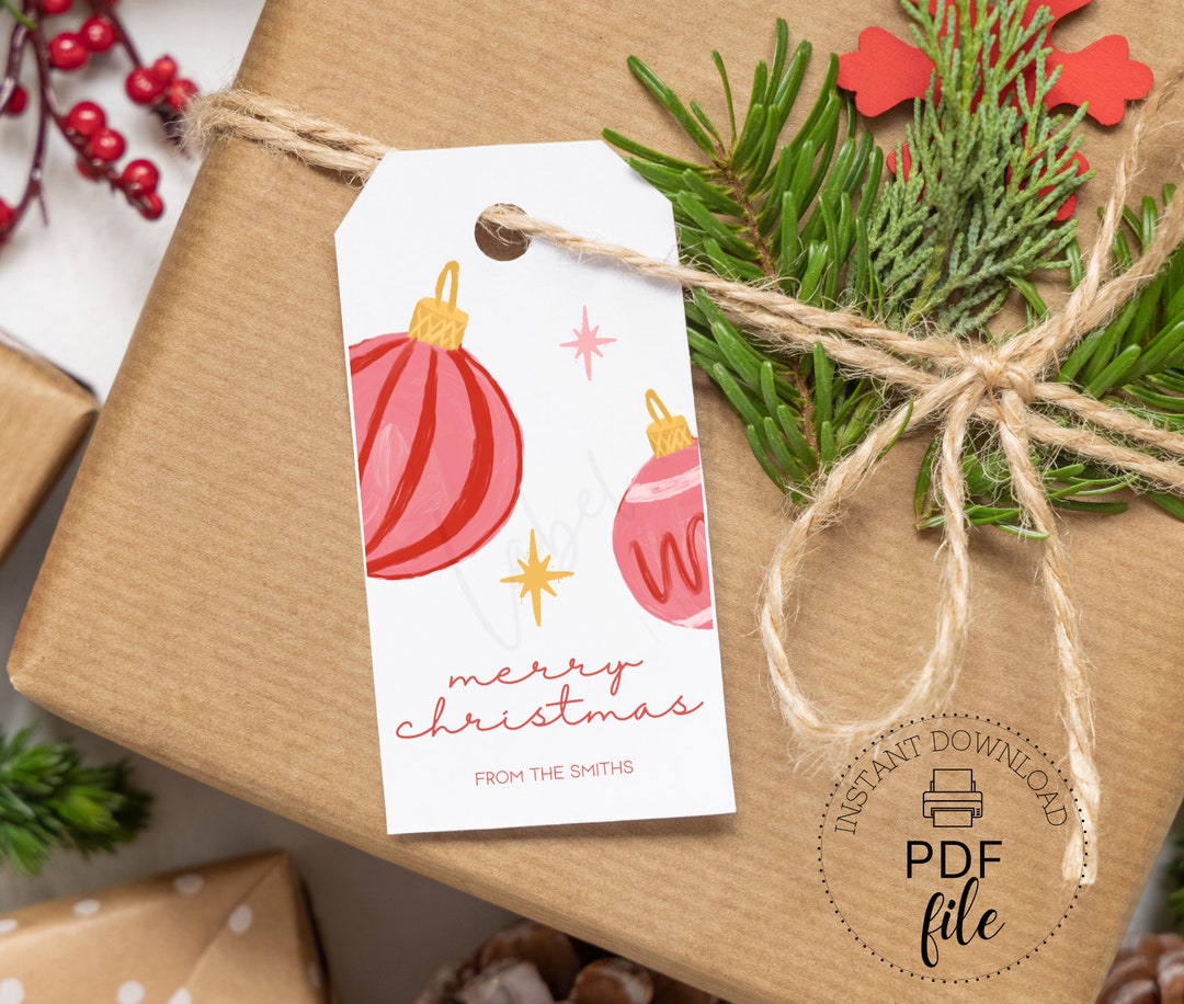 Printable Merry Christmas Ornaments Gift Tag (PDF Download) - Etsy
