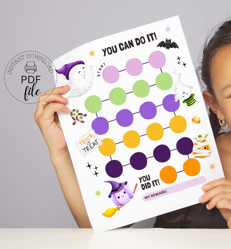 Printable Halloween Reward Chart for Kids, Halloween Behavior Sticker ...