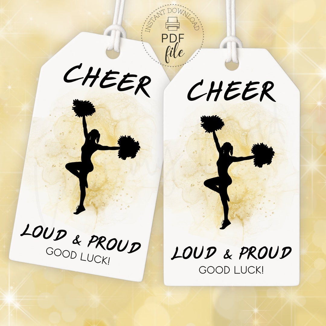 Printable Cheerleading Team Good Luck Gift Tags, Personalized Cheer ...