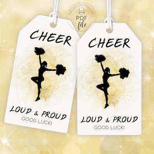 Printable Cheerleading Team Good Luck Gift Tags, Personalized Cheer ...