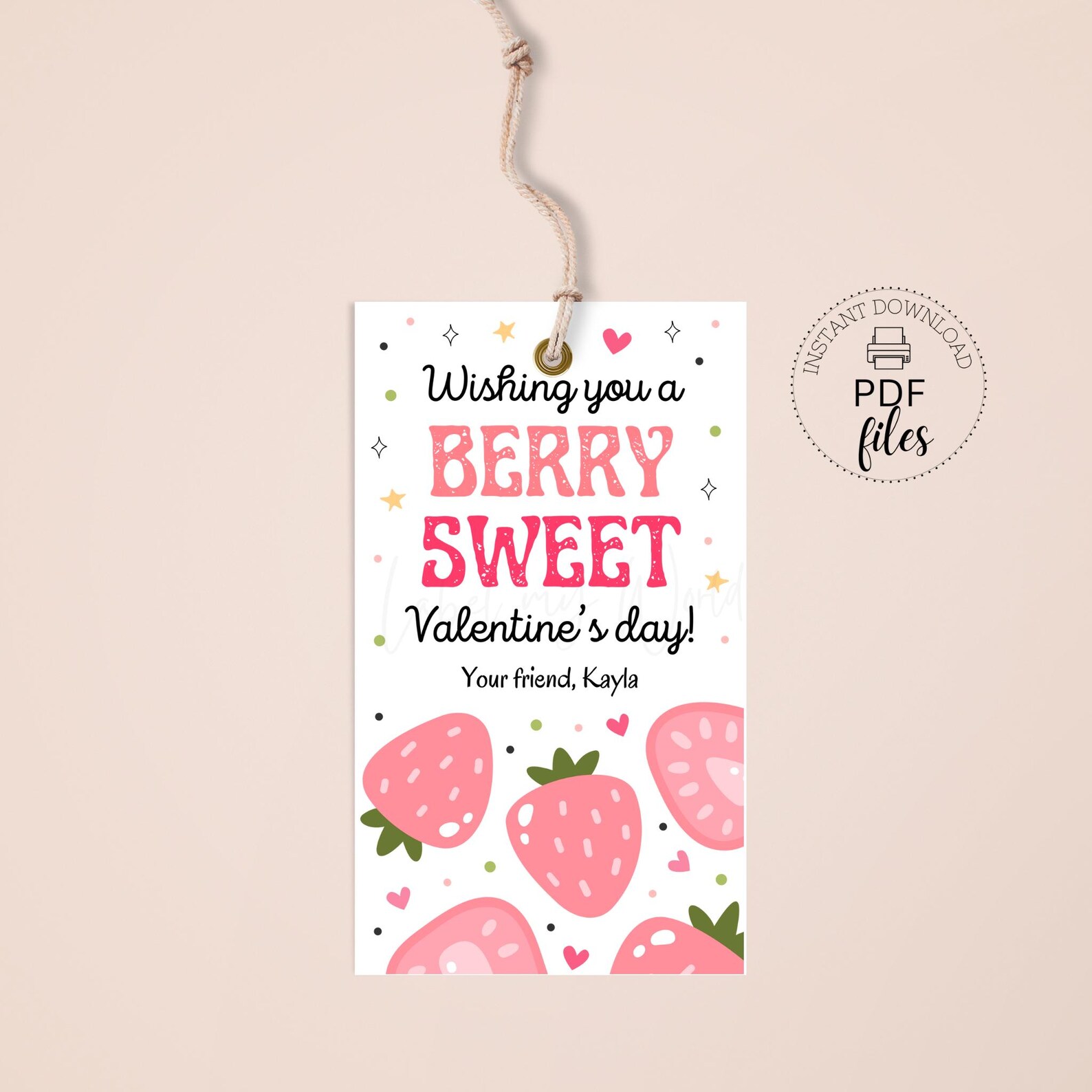 Printable Wishing You a Berry Sweet Valentine's Day Gift Tag ...