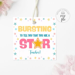 Bursting to Tell You That You're a Star Gift Tag Personalized Printable ...