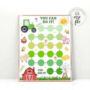Printable Farm Reward Chart for Kids, Green Tractor Behavior Sticker ...