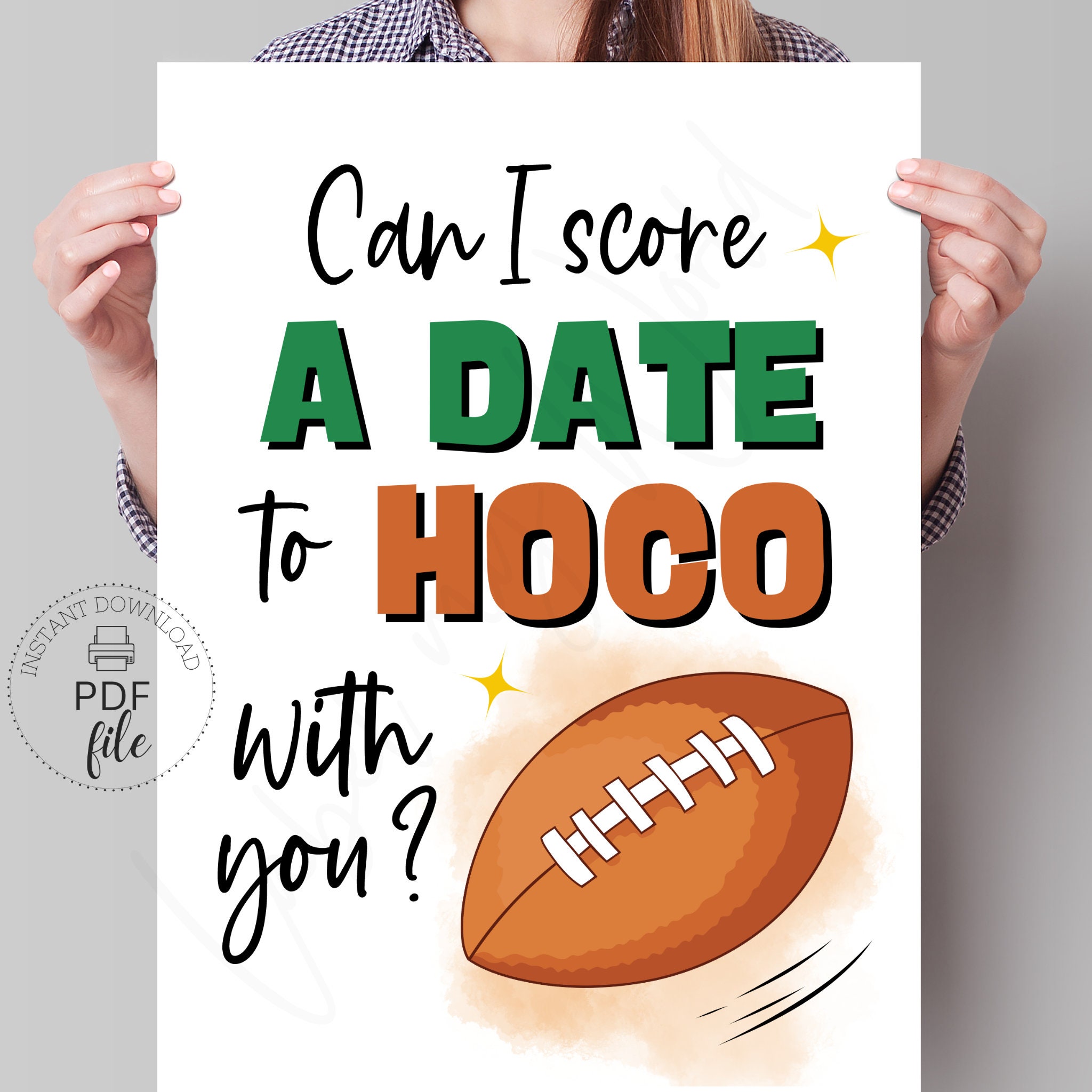 Printable HOCO Football Proposal Sign, Score a Date Poster for Football ...