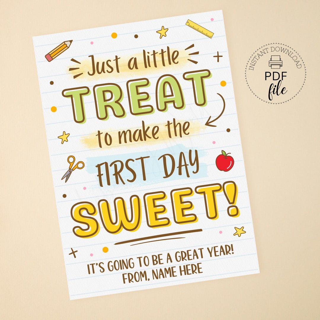 Back to School Printable Treat Tag, Just a Little Treat to Make the ...