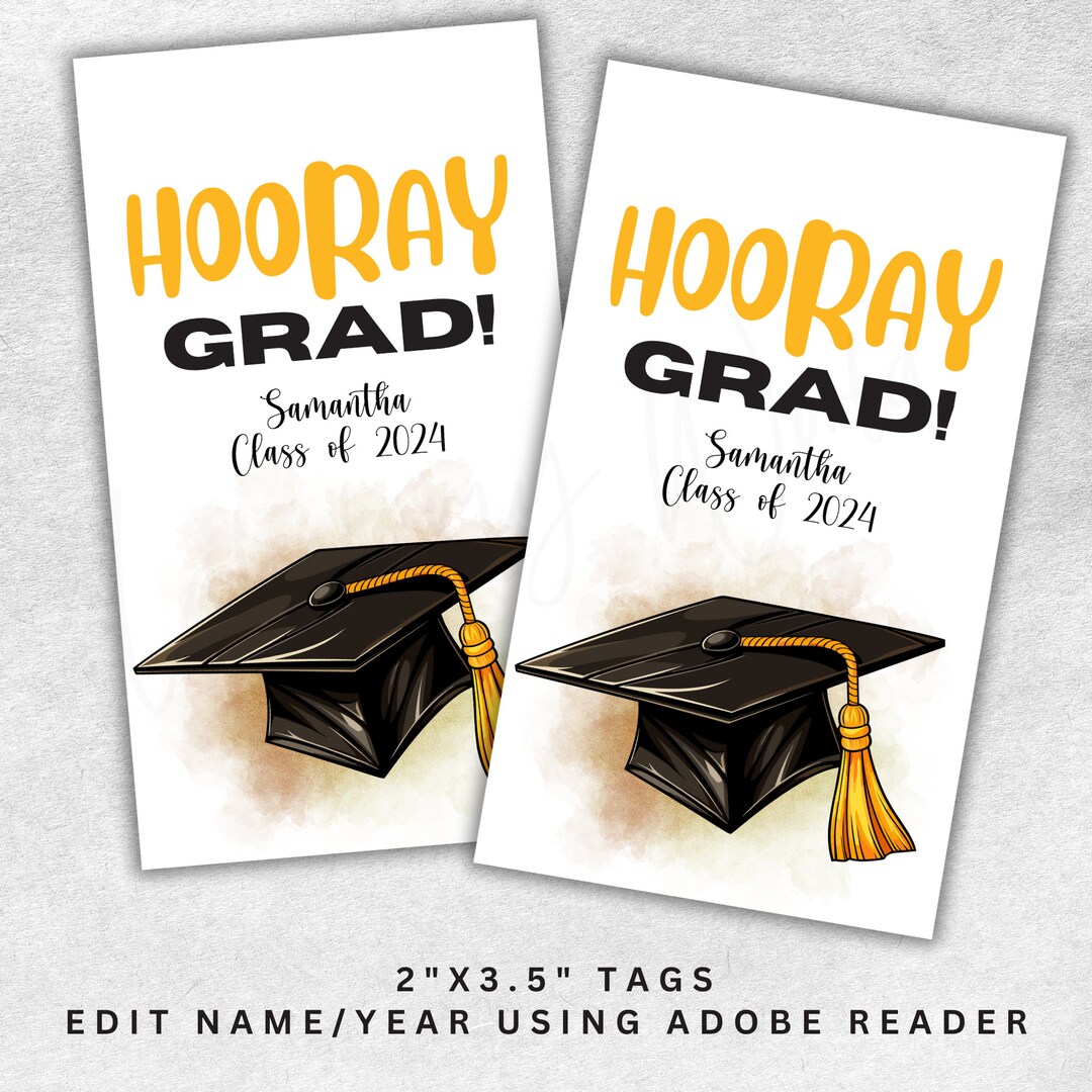 Printable Hooray Grad Tag, Personalized Congrats Pre-k Grad Class of ...