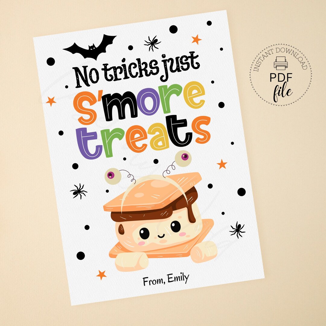 Printable Halloween S'more Tag, No Tricks Just S'more Treats ...