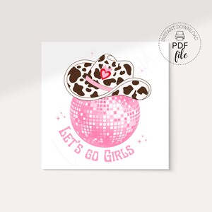 Printable Let's Go Girls Pink Cowgirl Disco Tags & Labels, Hangover Kit ...