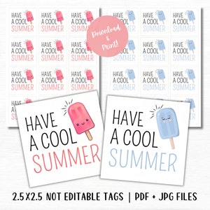 Printable Have a Cool Summer Tags, End of School Classroom Treats ...