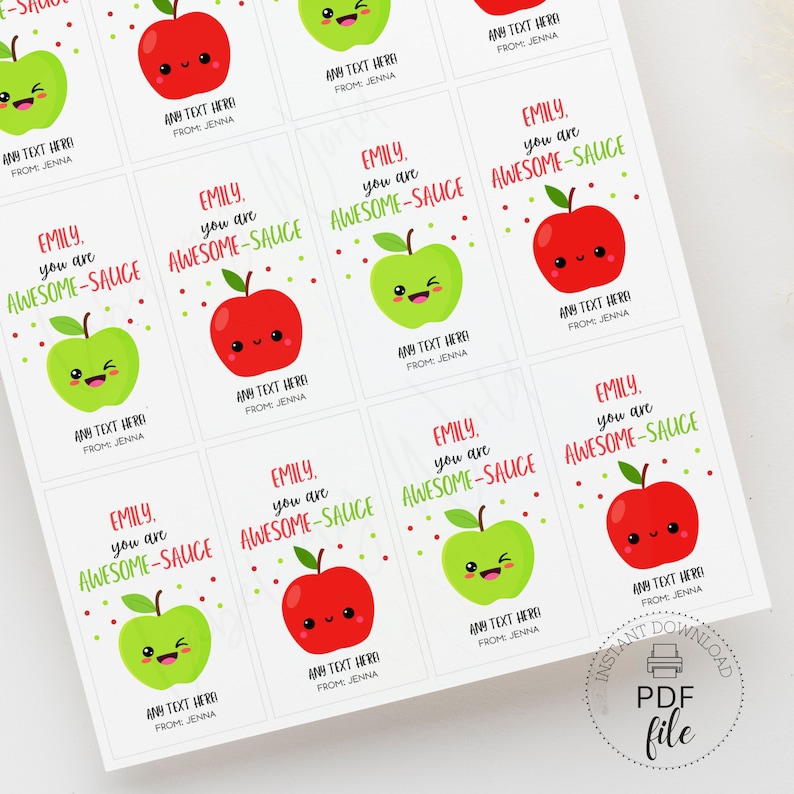 Printable You Are Awesome-sauce Gift Tag | Personalized Classroom ...