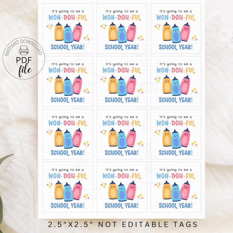 Printable Back to School Play Dough Gift Tag, It's Going to Be a Won ...