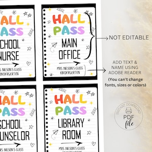 Printable Classroom Hall Passes, Preschool/elementary Pass ...