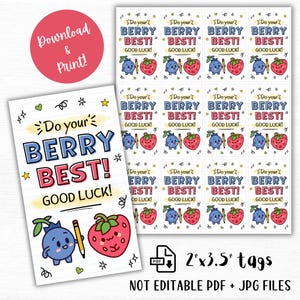 Printable Testing Day Berry Fruit Snack Tag, Do Your Berry Best ...