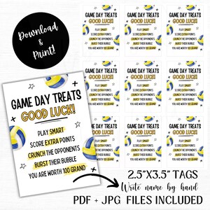Printable Volleyball Candy Treats Tag | Good Luck Volleyball Gift Tag ...