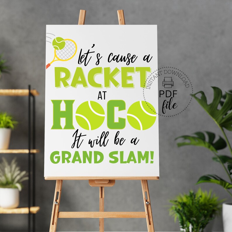 Printable Tennis Homecoming Proposal Sign Let's Cause a Racket at HOCO ...