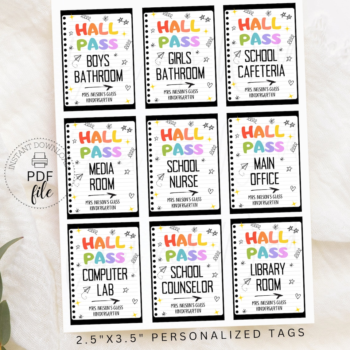 Printable Classroom Hall Passes, Preschool/elementary Pass ...