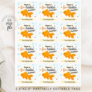 Printable Have a Fin-tastic Summer Gift Tag, Personalized Teacher ...