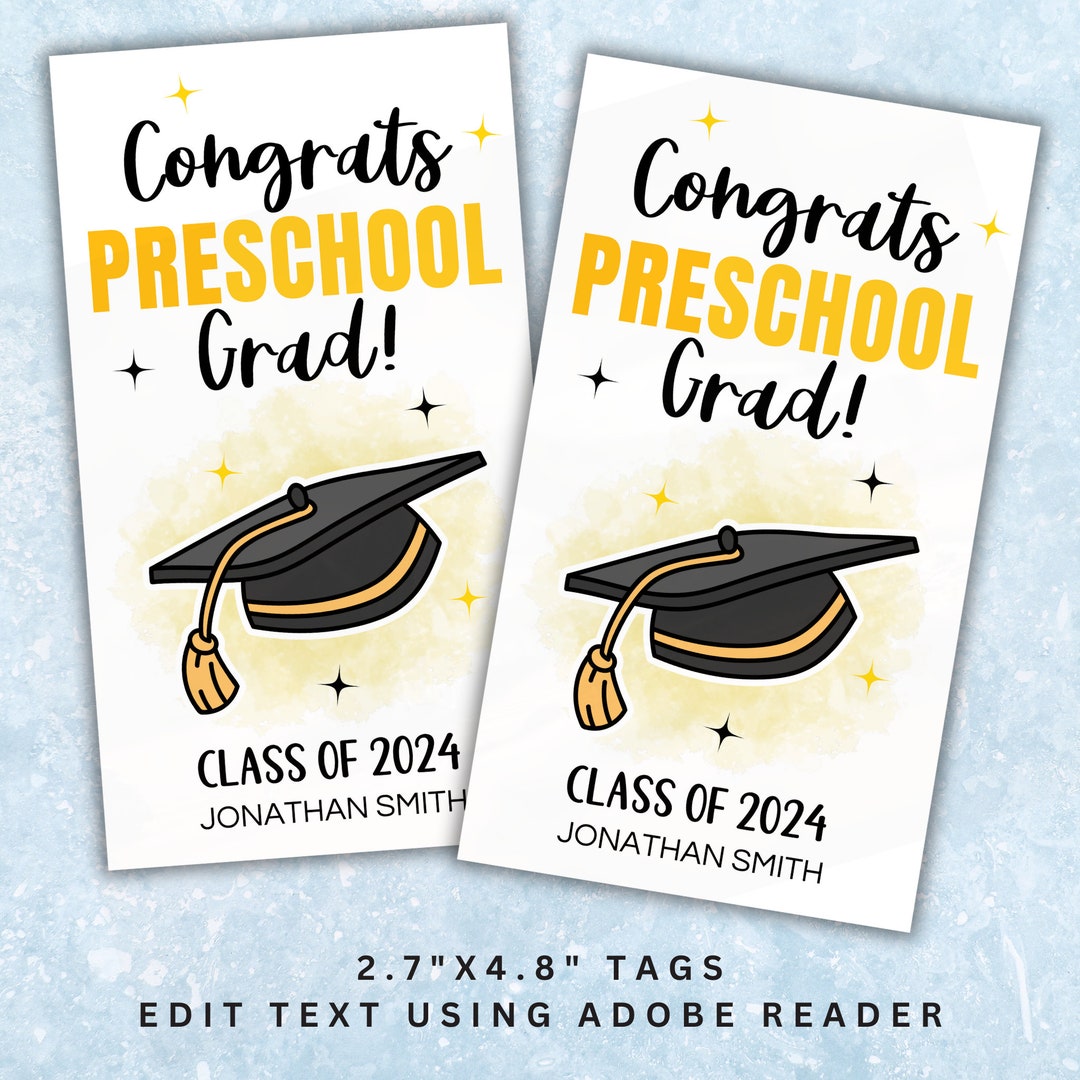 Printable Congrats Preschool Grad Tags, Personalized Class of 20XX ...
