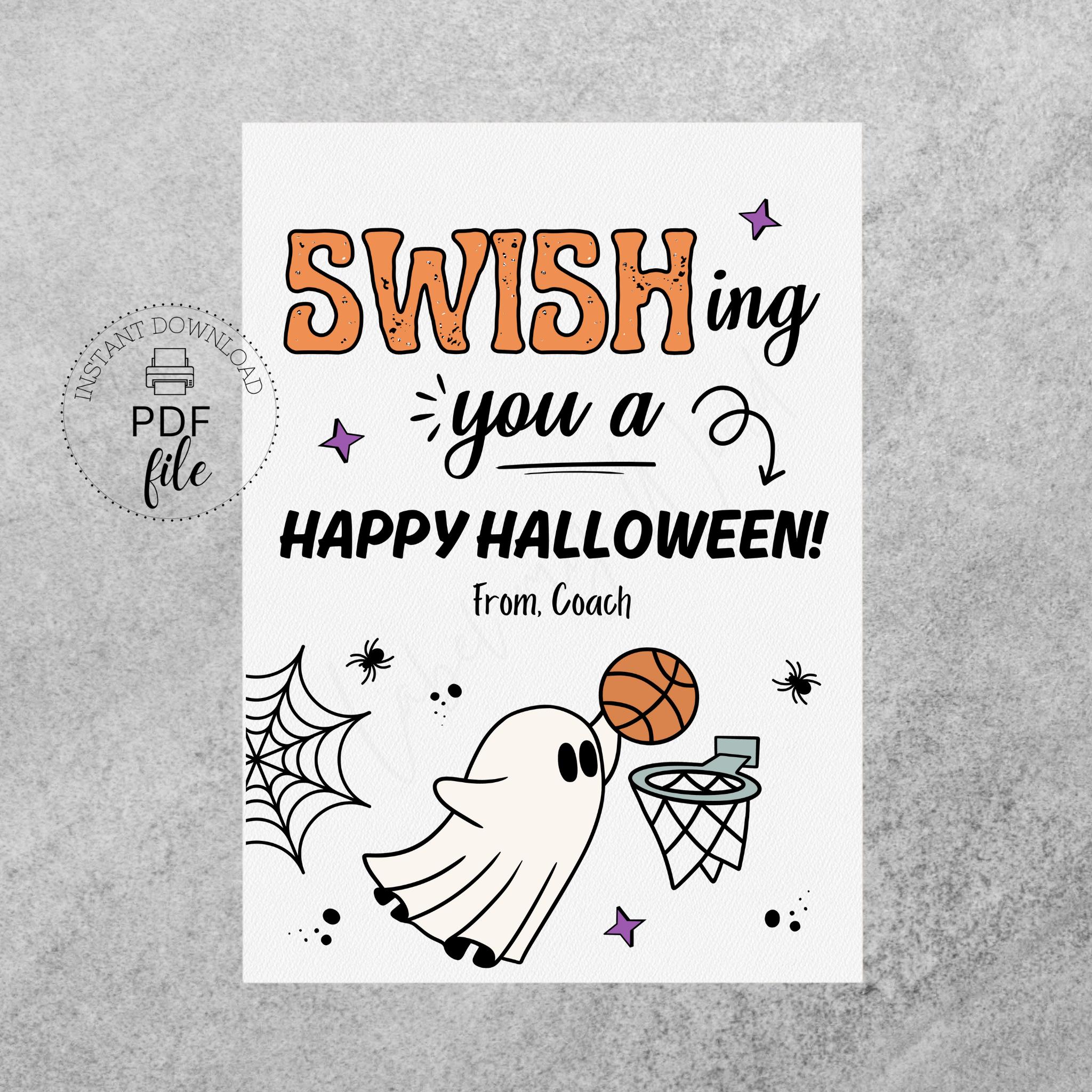 Swish-ing You a Happy Halloween Gift Tag, Basketball Team Game Day ...