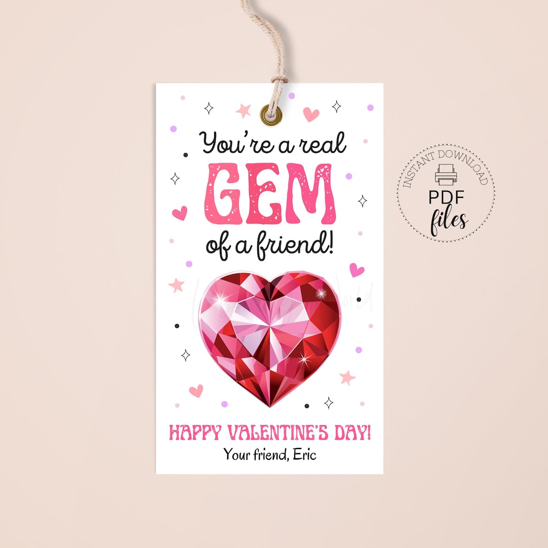 Printable Valentine's Day Candy Gem Gift Tag, Personalized You're a ...
