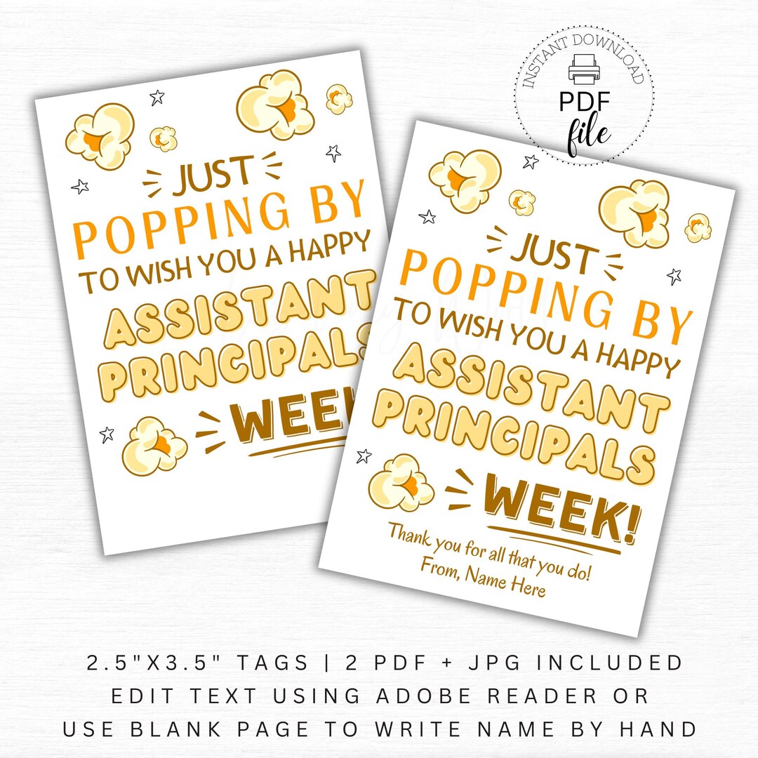 Printable Assistant Principal Gift Tag, Personalized Just Popping by to ...