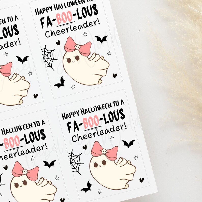 Printable Happy Halloween to a Faboolous Cheerleader Treat Tag ...