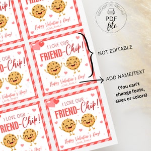 Valentine's Day Cookie Gift Tags | Printable Love Our Friend-chip Tag ...