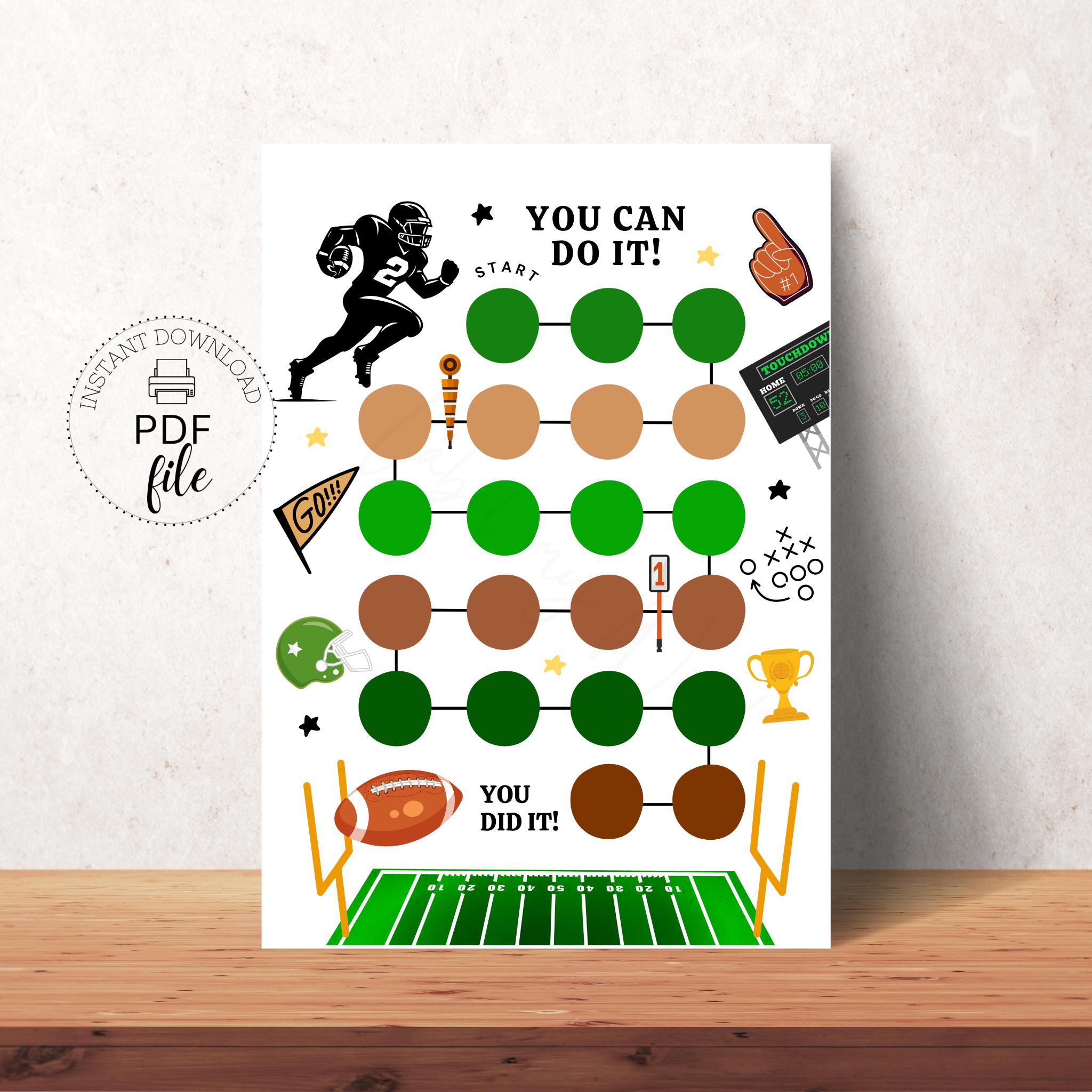 Printable Football Theme Reward Chart for Kids, Boys Behavior Sticker ...