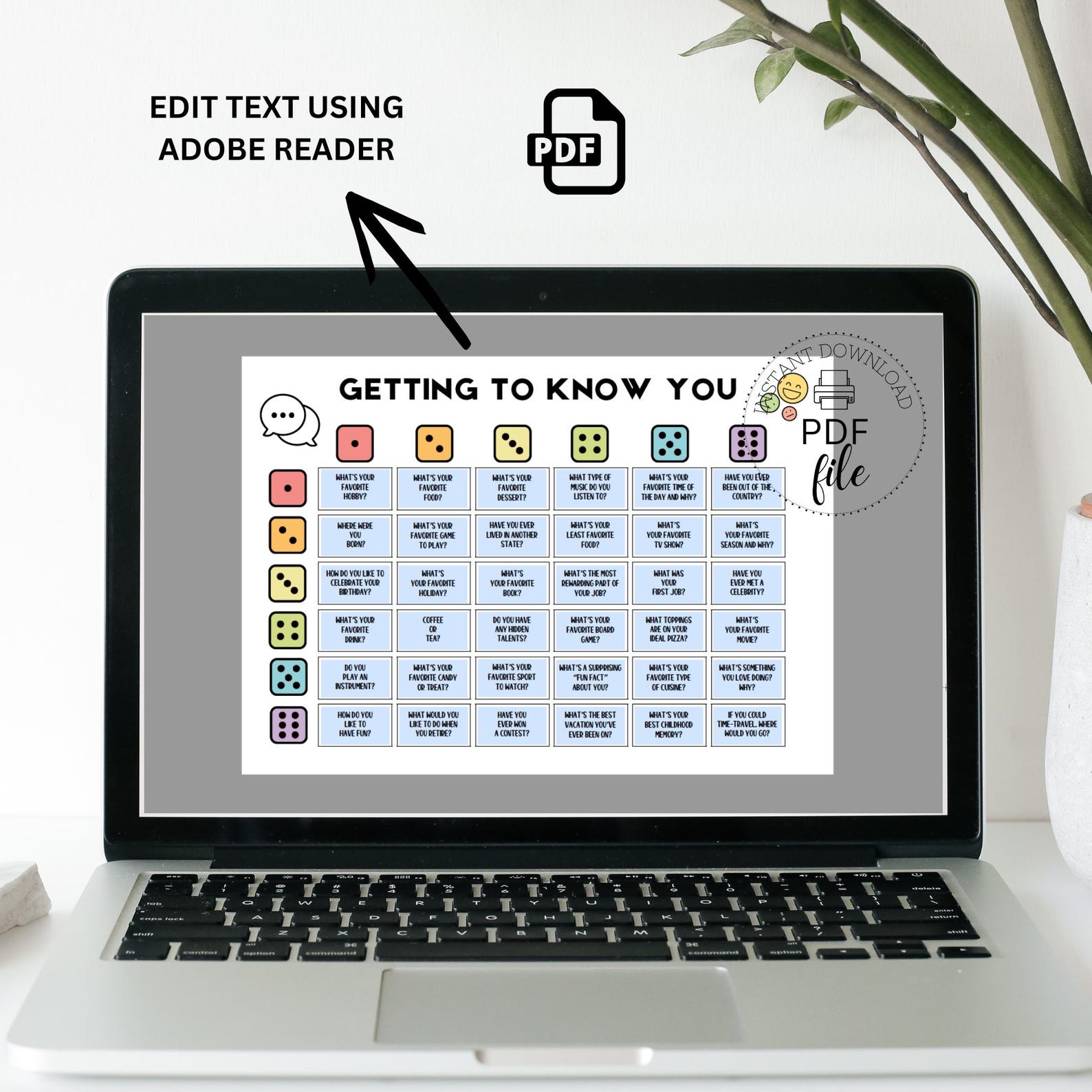 Getting to Know You Icebreaker Dice Game, Roll and Tell Game Template ...