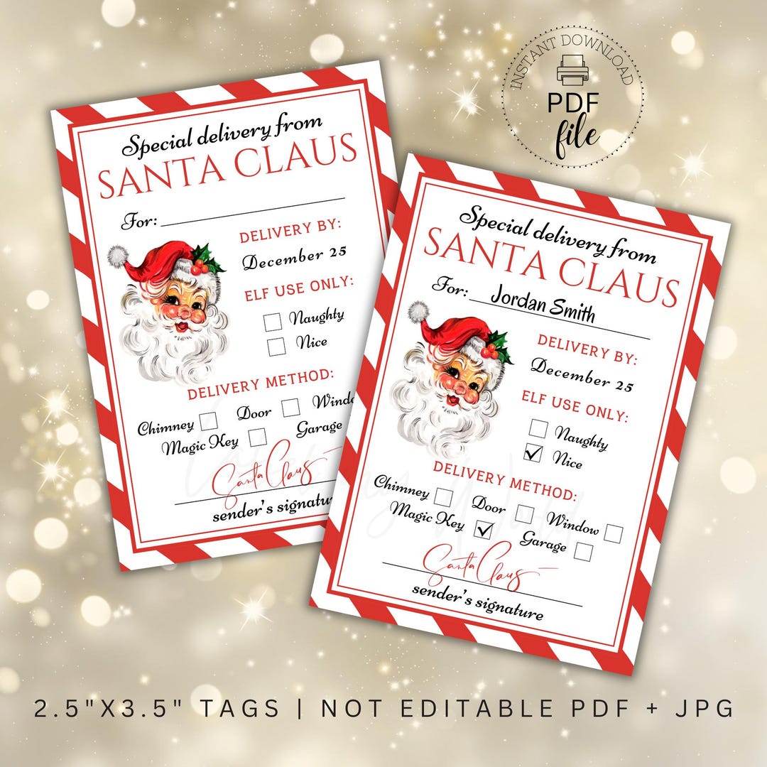 Special Delivery From Santa Claus Printable Tags, Christmas Gift From ...