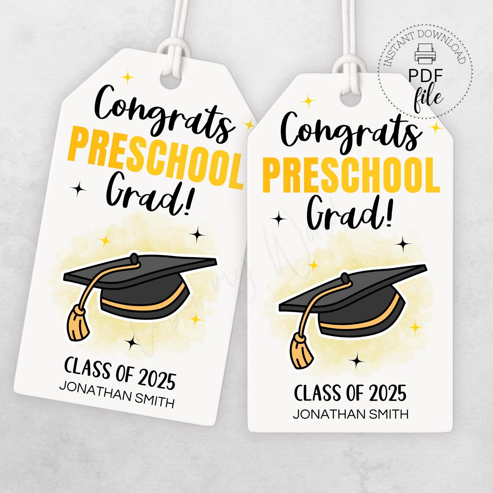 Printable Congrats Preschool Grad Tags, Personalized Class of 20XX ...
