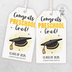 Printable Congrats Preschool Grad Tags, Personalized Class of 20XX ...