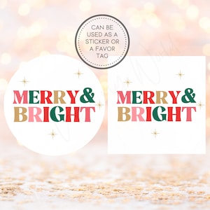 Printable Christmas Stickers/tags | Happy Holidays Labels | Round ...