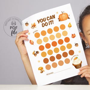 Printable Fall Reward Chart, Autumn Kids Sticker Chart, You Can Do It ...
