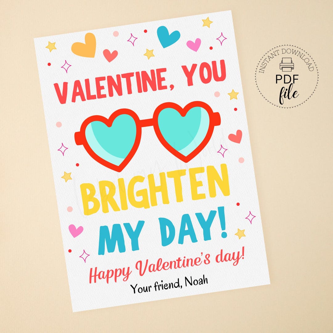 Printable Heart Sunglasses Valentine Gift Tag, Personalized You ...