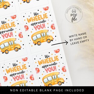 Printable School Bus Driver Appreciation Tag, We Wheelie Appreciate You ...