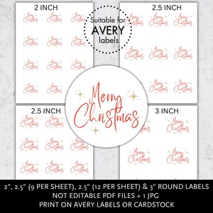 Merry Christmas Round & Square Labels/tags | Printable Holiday Gift Tag ...