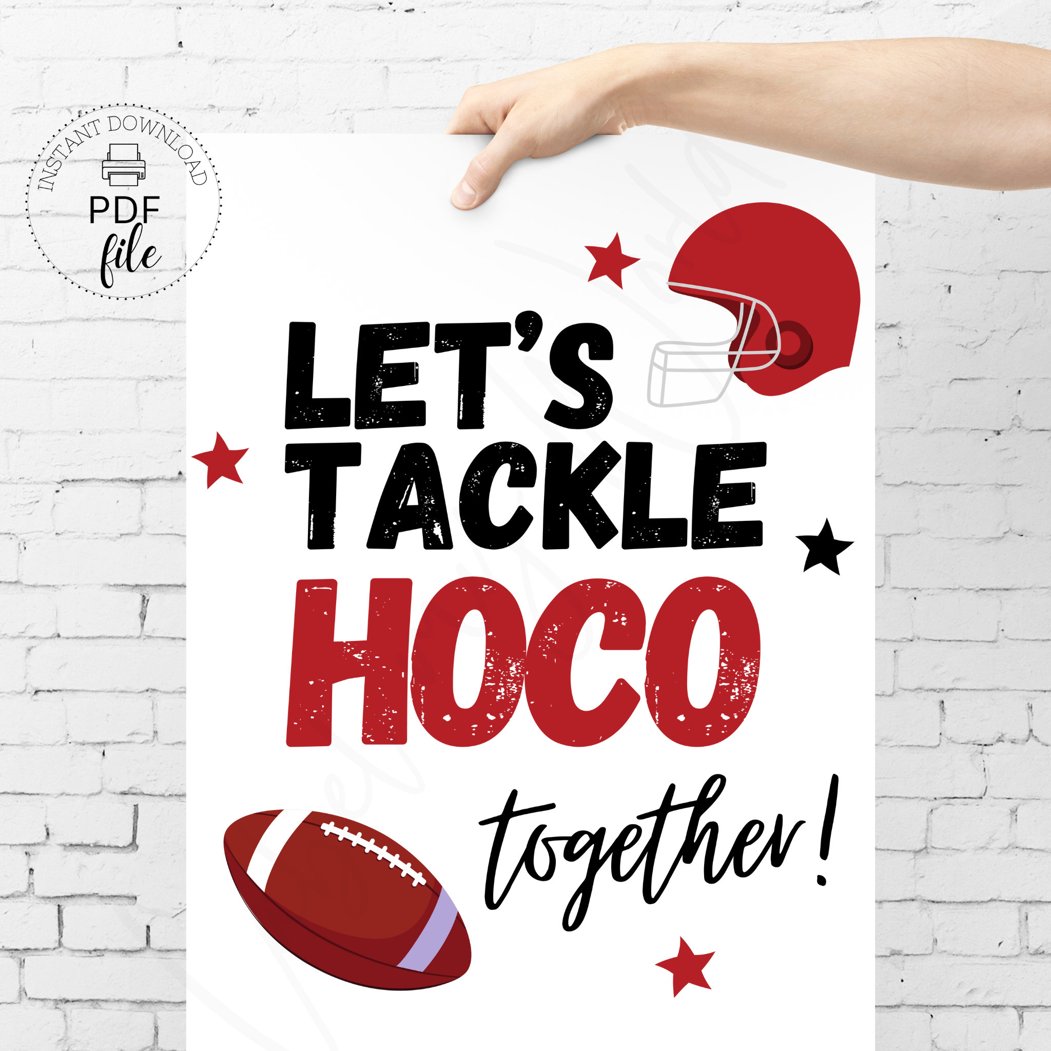 Printable Football Homecoming Proposal Sign | Let's Tackle HOCO ...