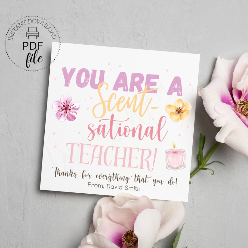 Scent-sational Teacher Gift Tag, Printable Lotion/candle/fragrance ...
