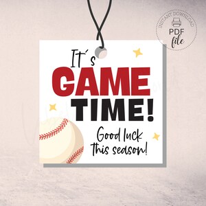 Baseball Good Luck This Season Tag, Printable It's Game Time Gift Tag ...
